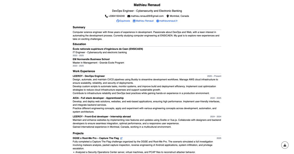 Resume - Mathieu Renaud